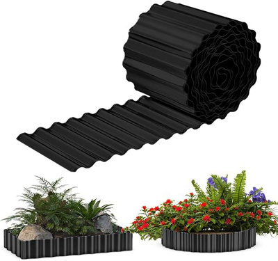 Plastic Lawn Border Wavy Design Black Set of 2
