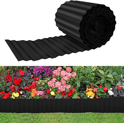 Plastic Lawn Border Wavy Design Black Set of 2
