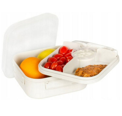 Plastic Lunch Box Compartments Layered School Nursery Work Food Snack ...