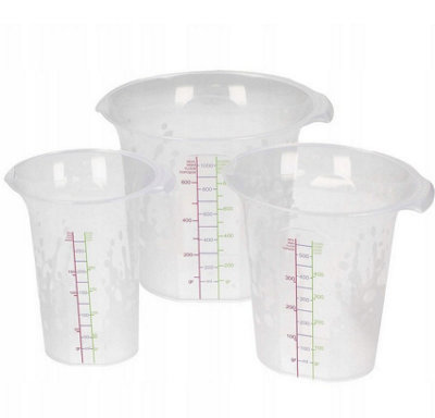 Plastic measuring Cup set 0.25L/0.5L/1L jug Kitchen Baking Container ...