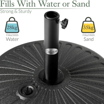 Plastic Parasol Base 35kg Round Garden Umbrella Holder Stand Water Sand ...