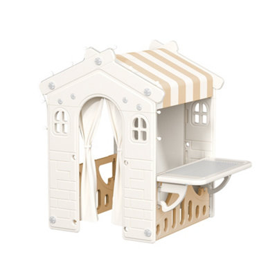 Plastic Playhouse for Kids Garden Pretend Play Games with Curtain ...
