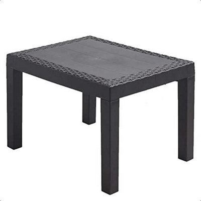 Plastic Rattan Garden Coffee Table Grey Polyrattan Outdoor Patio Side Furniture Diy At Bandq