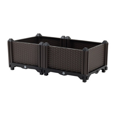 Plastic Rectangular Raised Garden Bed Planter Box,60x30x20