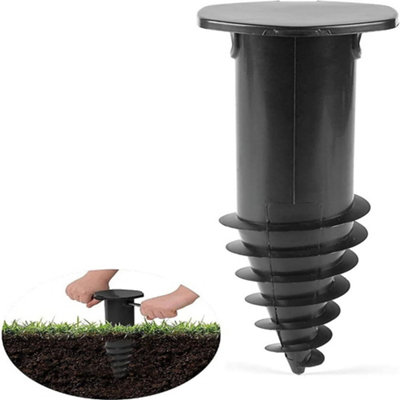 Plastic Screw-In Ground Spike Black Outdoor Anchor for Airers, Washing ...