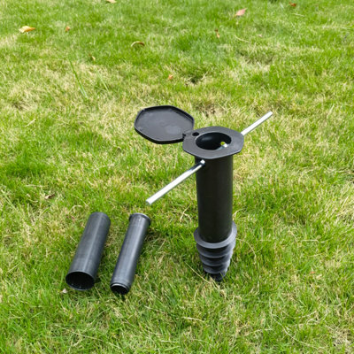 Plastic Screw-In Ground Spike Black Outdoor Anchor for Airers, Washing ...