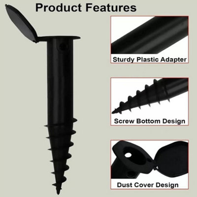 Plastic Screw Spike Black Heavy-Duty Ground Anchor for Rotary Airers ...
