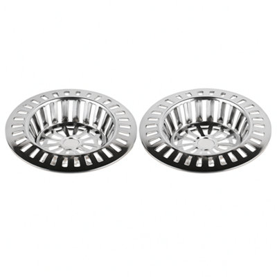 Plastic Sink Strainer Chrome Finish 2 Pack Drain Hair Catcher 33mm ...