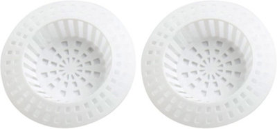 Plastic Sink Strainer White 2 Pack Lightweight Drain Hair Catcher 33mm ...