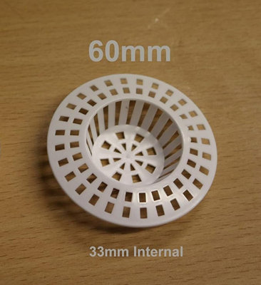 Plastic Sink Strainer White 2 Pack Lightweight Drain Hair Catcher 33mm ...
