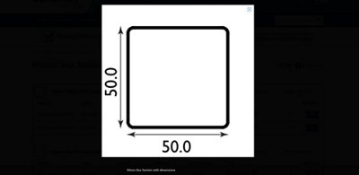 Plastic Square Tubes Black, PVC box section, pvc pipe, 1 metre, 50x50mm