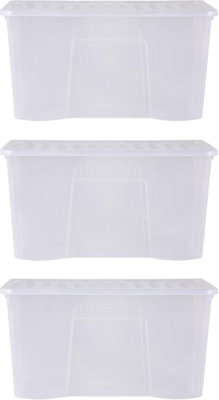 Plastic Storage Box With Lid Wham Crystal 110L Container - Tint Clear ...
