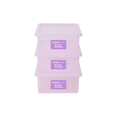 Plastic Storage Box With Lid Wham Crystal 32L Container - Tint Lilac ...