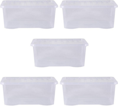 Plastic Storage Box With Lid Wham Crystal 45L Container - Tint Clear ...