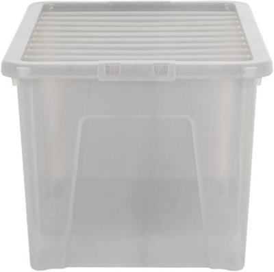 Plastic Storage Box With Lid Wham Crystal 60L Container - Tint Grey ...