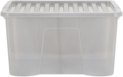 Plastic Storage Box With Lid Wham Crystal 60L Container - Tint Grey ...