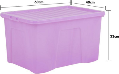 Plastic Storage Box With Lid Wham Crystal 60L Container - Tint Lilac ...