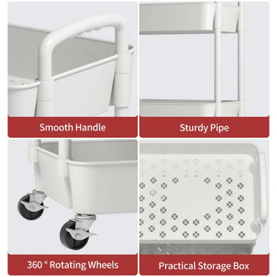 Plastic Tiered Kitchen Bathroom Storage Trolley - 3 Tier