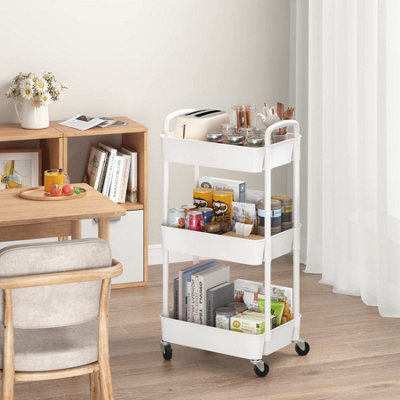 Plastic Tiered Kitchen Bathroom Storage Trolley - 3 Tier