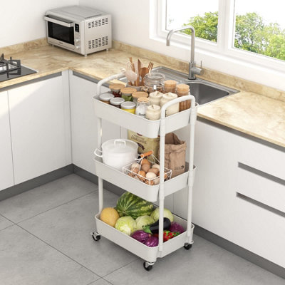 Plastic Tiered Kitchen Bathroom Storage Trolley - 3 Tier