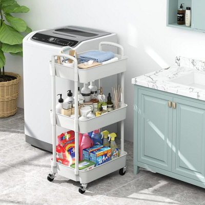 Plastic Tiered Kitchen Bathroom Storage Trolley - 3 Tier