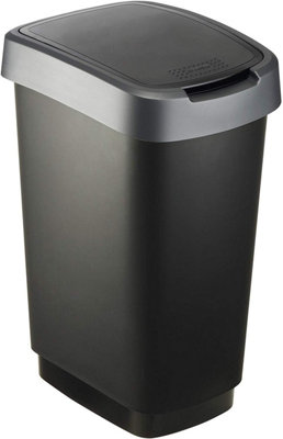 Plastic Waste Bin, Rotho Twist Trash Can 25L, Anthracite