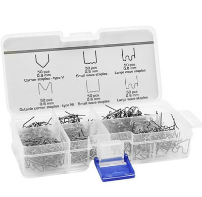 Plastic Welding Staples set 300 pcs. 6 types in storage box repair bumper