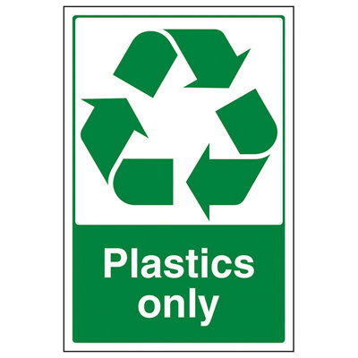 Plastics Only Recycling Sign - Portrait Rigid Plastic 200x300mm (x3)