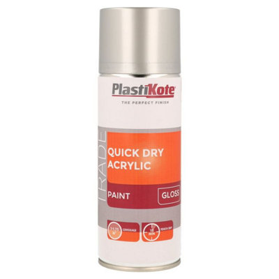 PlastiKote - Quick Dry Acrylic Spray 400ml - Silver Gloss
