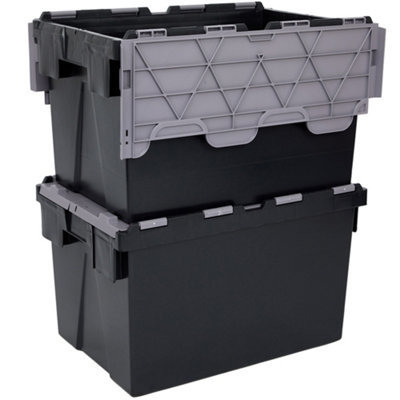 Plastor Pack of 2 - Plastic 65 Litre Mid-Heavy Duty Storage Box Tote ...