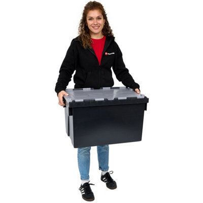 Plastor Pack of 2 - Plastic 65 Litre Mid-Heavy Duty Storage Box Tote ...