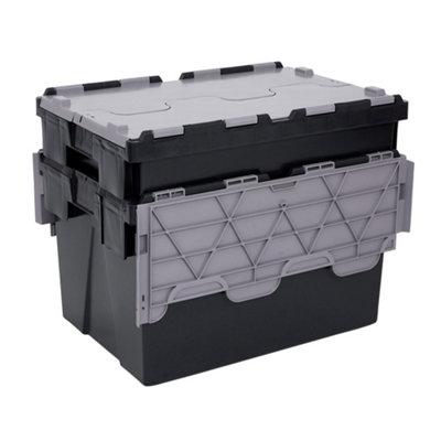 Plastor Pack of 2 - Plastic 65 Litre Mid-Heavy Duty Storage Box Tote ...