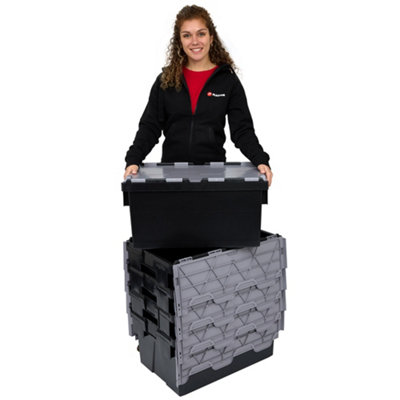 Plastor Pack of 5 - Plastic 55 Litre Mid-Heavy Duty Storage Box Tote ...