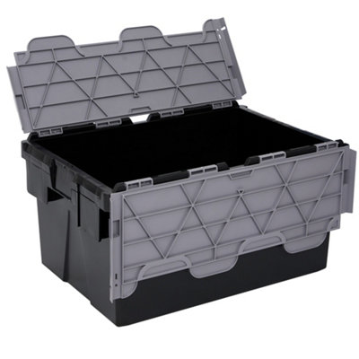 Plastor Pack of 5 - Plastic 55 Litre Mid-Heavy Duty Storage Box Tote ...