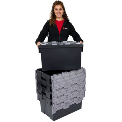 Plastor Pack of 5 - Plastic 65 Litre Mid-Heavy Duty Storage Box Tote ...