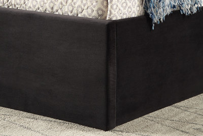 Platform Ottoman Bed Small Double Black Storage Bed Frame - No Mattress