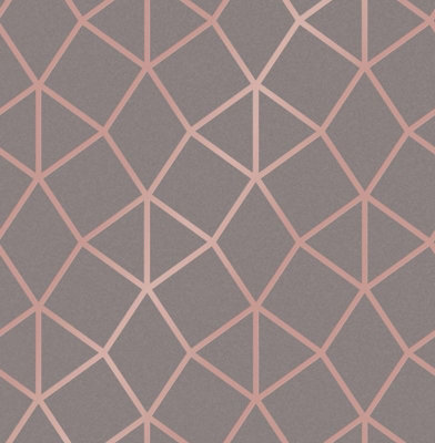 Platinum Geo Trellis Texture Wallpaper Charcoal Grey / Copper Fine ...