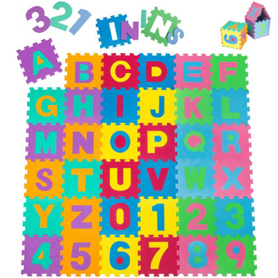 Play Mat - 86-piece with letters and numbers, soft and non-slip - colourful