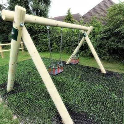 Playground Rubber Safety Grass Mat - 1.2m x 0.8m - For Childrens Swings ...