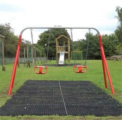 Playground Rubber Safety Grass Mat - 1.2m x 0.8m - For Childrens Swings ...