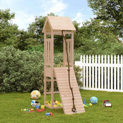 PLAYHOUSE WITH CLIMBING WALL SOLID WOOD PINE