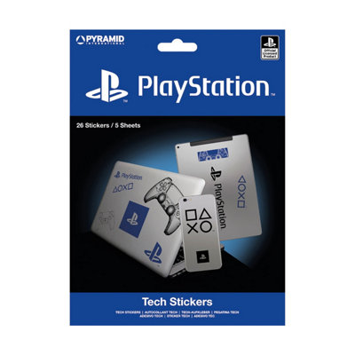 Playstation Icons Tech Stickers (Pack of 26) Blue/Grey/White (One Size)