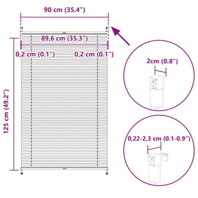 Plisse Blind 90x125cm White Pleated Blind