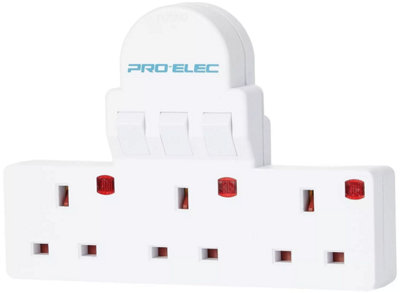 Plug In 3 Way Adaptor - Converts 1 to 3 Switched Electric Plug Sockets ...
