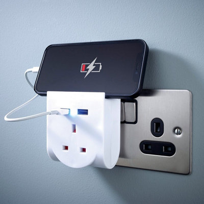 Plug In Charging Station with 2 5v 1A USB Outputs, 3 Pin British ...