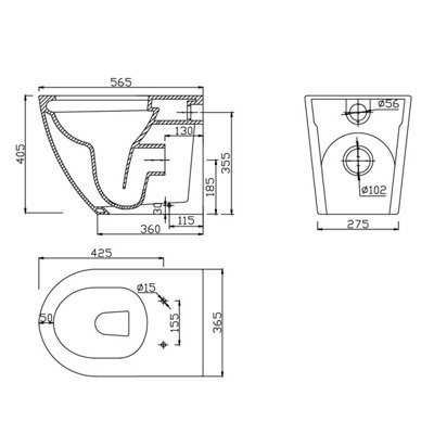 Plum&Clay Abel White Rimless Back to Wall WC Toilet Pan with Soft Close ...
