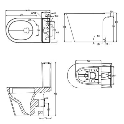 Plum&Clay Abel White Rimless Close Coupled Short Projection WC Toilet ...