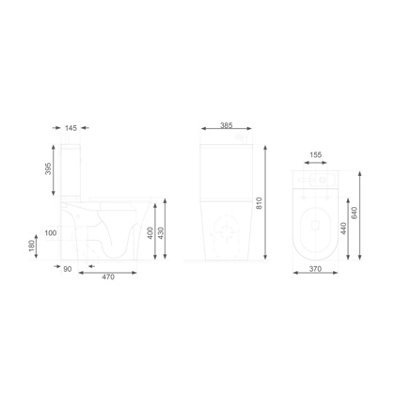 Plum&Clay Ajax 2 in 1 Close Coupled Rimless Toilet Pan with Cistern ...