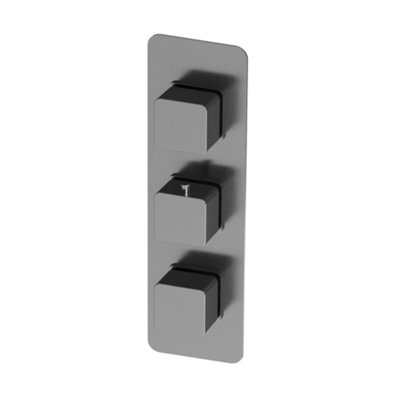 PLUM&CLAY ALBERTO SQUARE GUN GREY CONCEALED THERMOSTATIC SHOWER VALVE ...