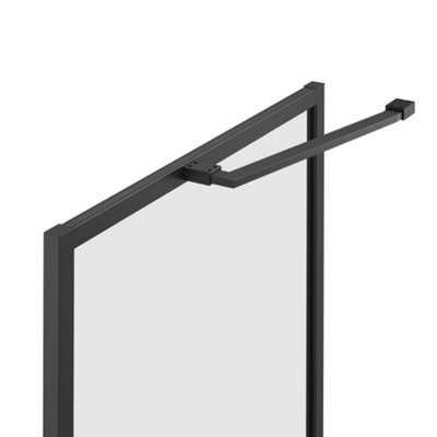 Plum&Clay Annecy Black Fixed Shower Screen Angled Support Bar (W)480mm